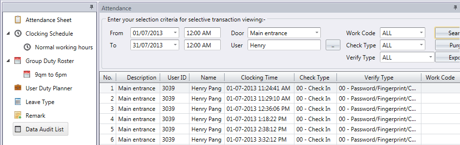 Time and Attendance Module