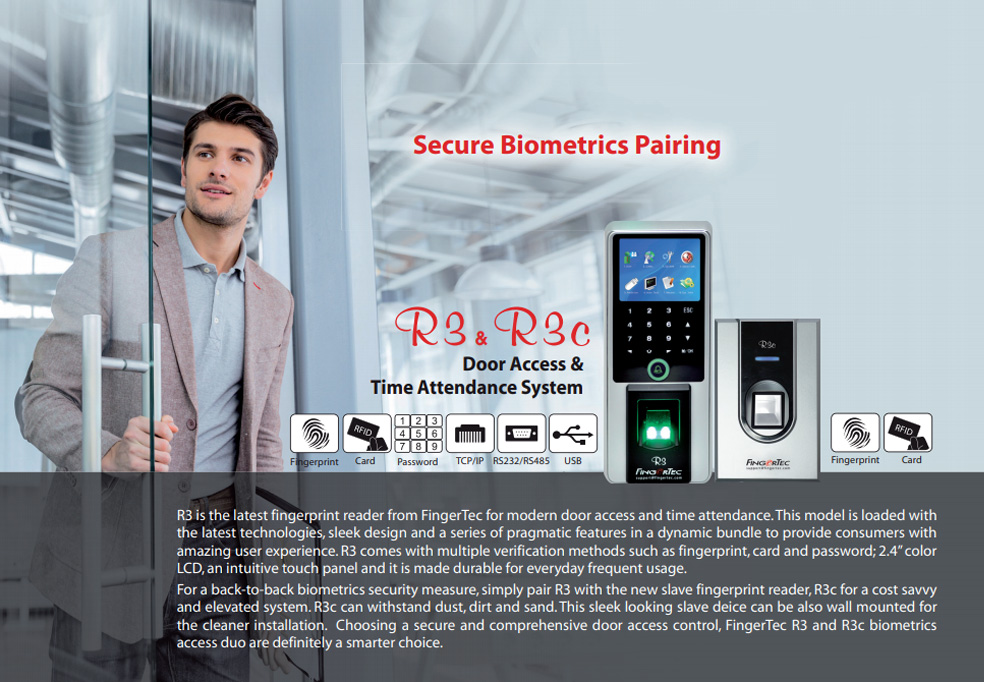 FingerTec R3R2c | Providing door access and time attendance system